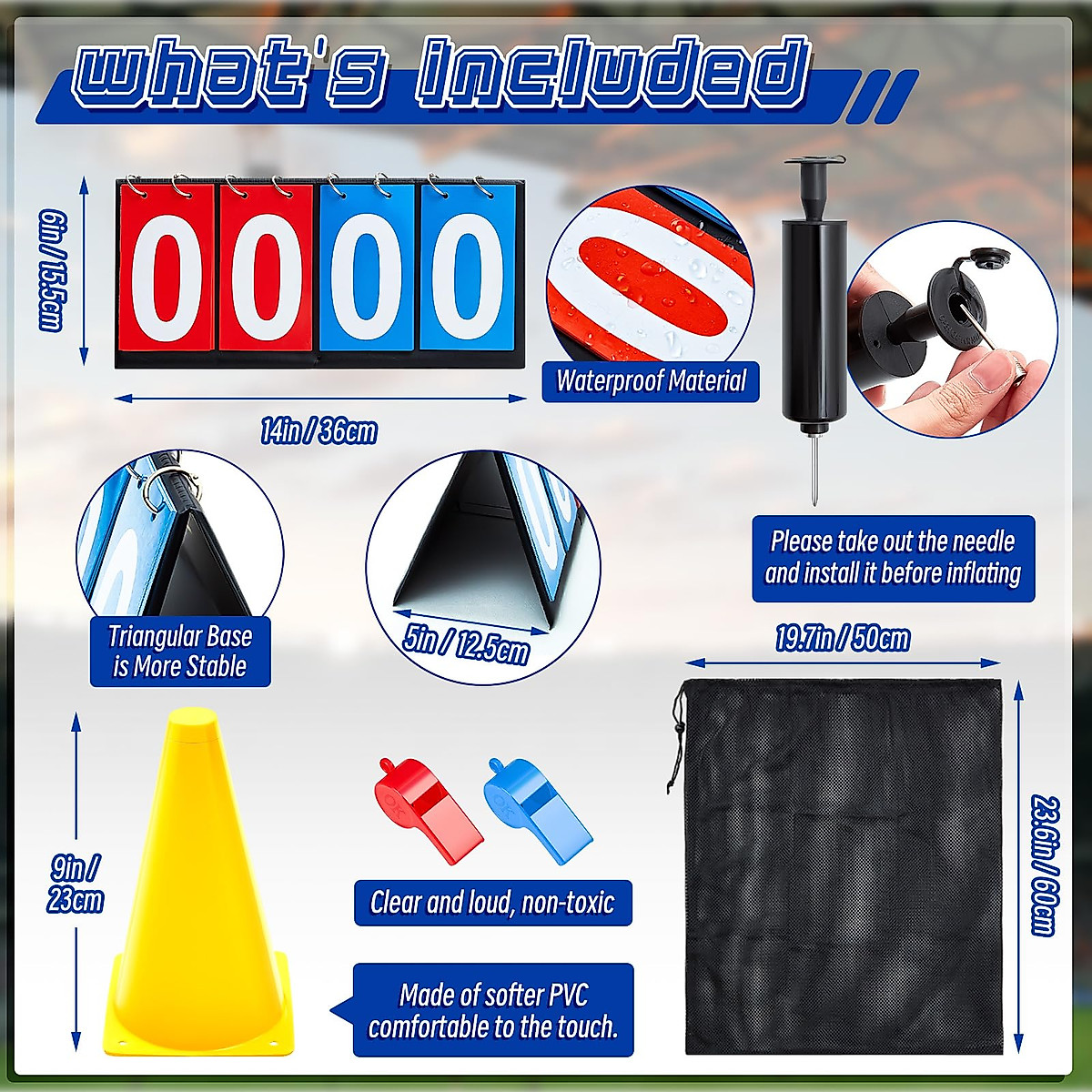 Liliful 20 Player Football Penalty Flags Set, Includes 1 Rugby 20 Adjustable Flag Belts 2 Whistles and Carrying Bag for Adult(Red and Blue)