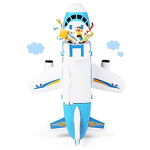 Tuko Transport Cargo Airplane Car Toy Play Set for 3+ Years Old Boys and Girls(Blue)