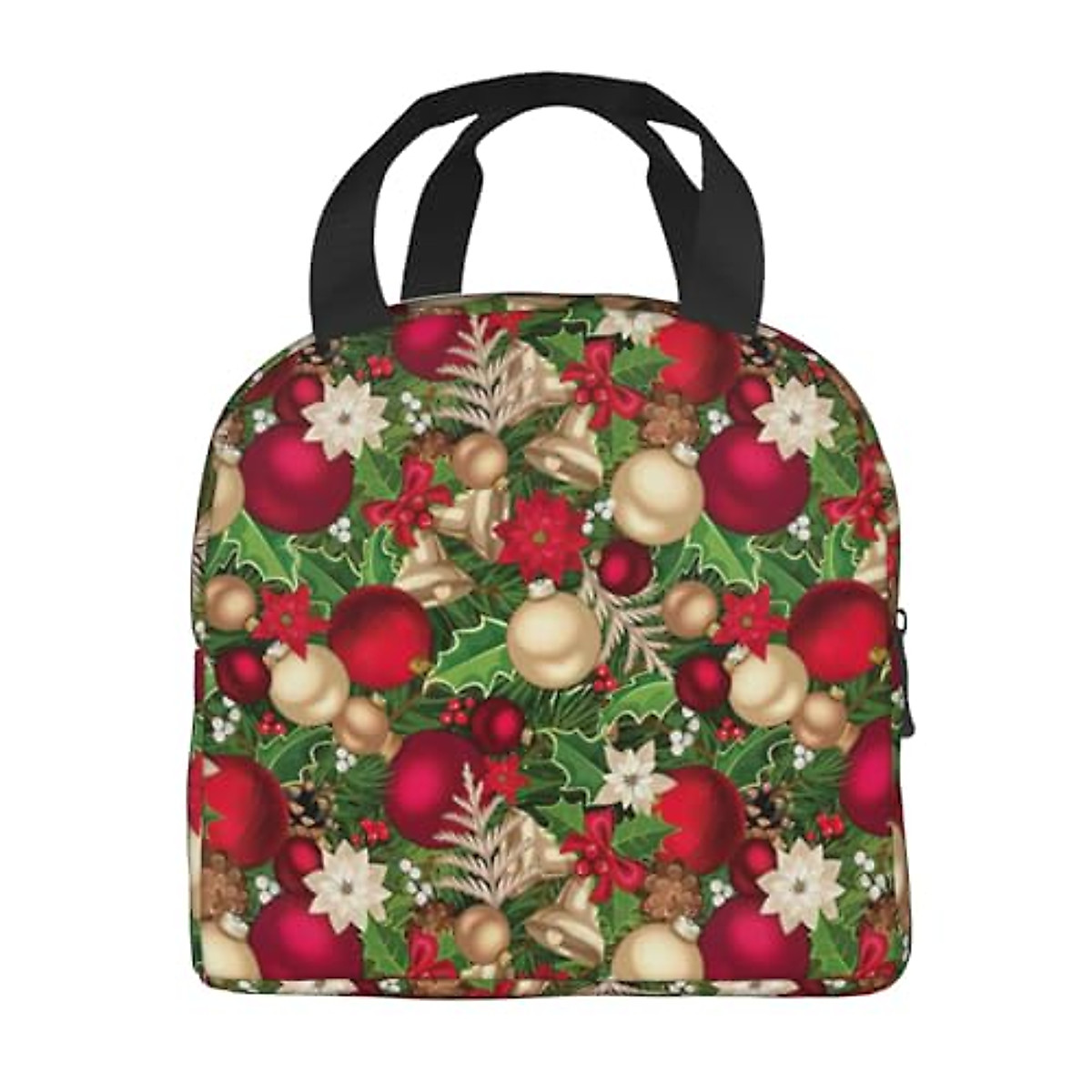 ENVEED Tree Spruce Leaves Balls Flowers Berry Portable Lunch Tote,Made With Dense Oxford Cloth And Thick Aluminum Foil,For Office Picnic