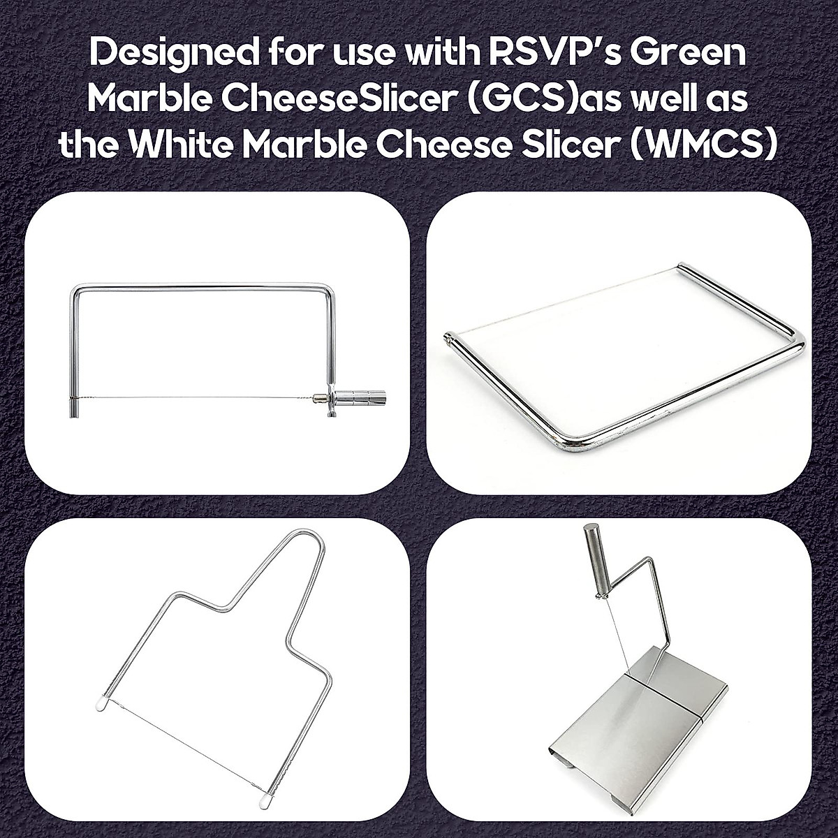 Nuanchu 10 Pcs Cheese Slicer Wire Replacement Cheese Cutter Wire for Block Cheeses Butter Cutting Polished Marble Cheese Slicer Board Wire (Style 1)