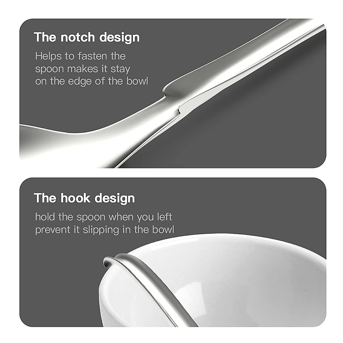 Dinner Soup Spoons, 4 Pcs Stainless Steel Spoons Table Spoon Silverware Silver Spoons for Soup, Rice, Tea, Milk, Coffee, Dessert, Dishwasher Safe