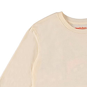 Nickelodeon Ladies 90's Fashion Shirt - Rugrats Angelica and Reptar Long Sleeve with Sleeve Print Tee (Nude, Medium)