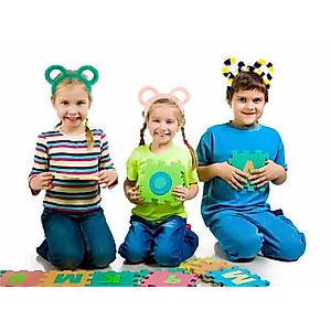 PLUSMAYI Mouse Ears Headband Kids 3Pcs Bear Ear Headband for Women Animal Style Cute Hairband Mouse Costume Girls for Birthday Cosplay Halloween Christmas(Red Yellow Green Headband)