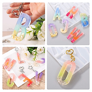 LET'S RESIN Alphabet Keychain Molds with Hole, Large Alphabet Resin Silicone Molds for Epoxy, Resin Letter Molds for Keychain Jewelry Pendant Making