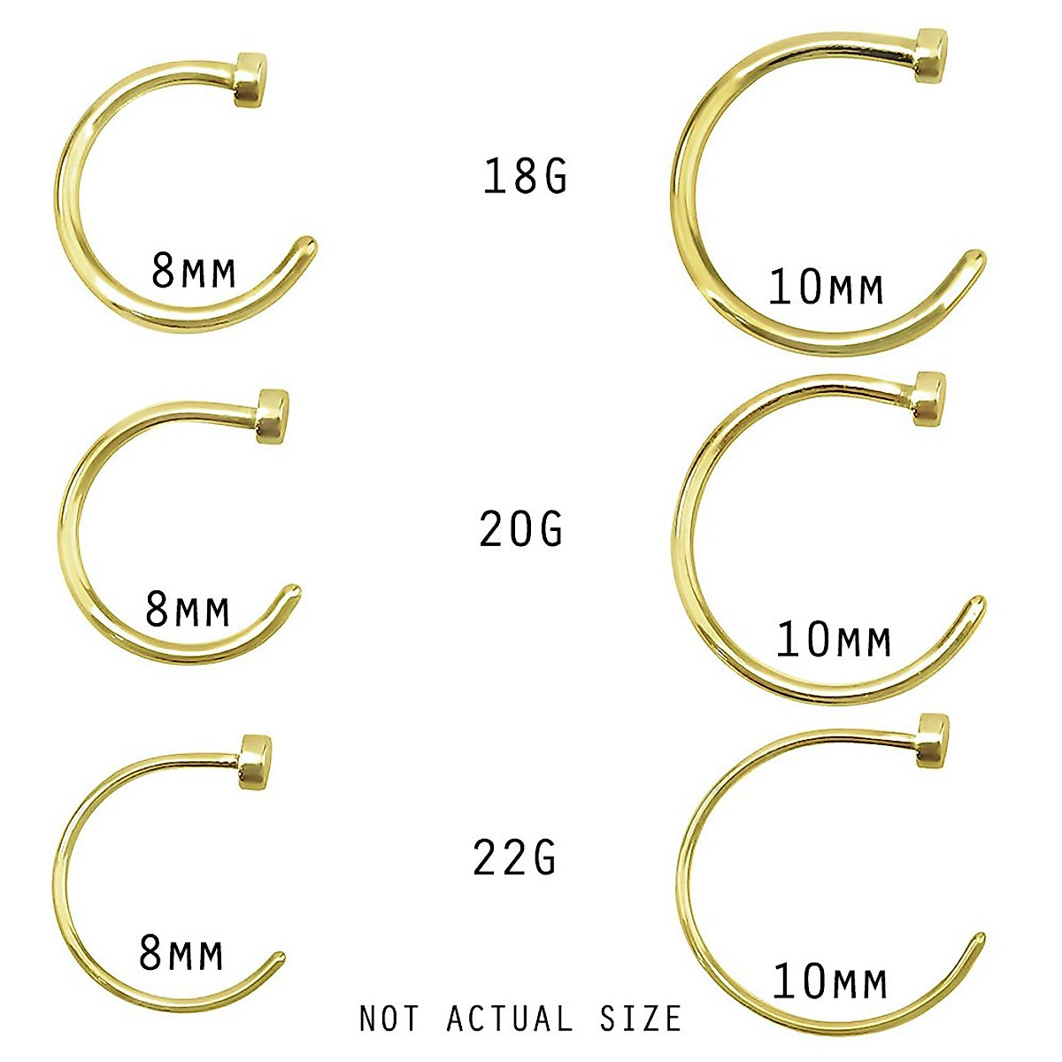 FIFTH CUE Gold Tone Flat Disc Nose Hoop 316L Surgical Steel Ring (20GA | 6MM | New XSmall!)