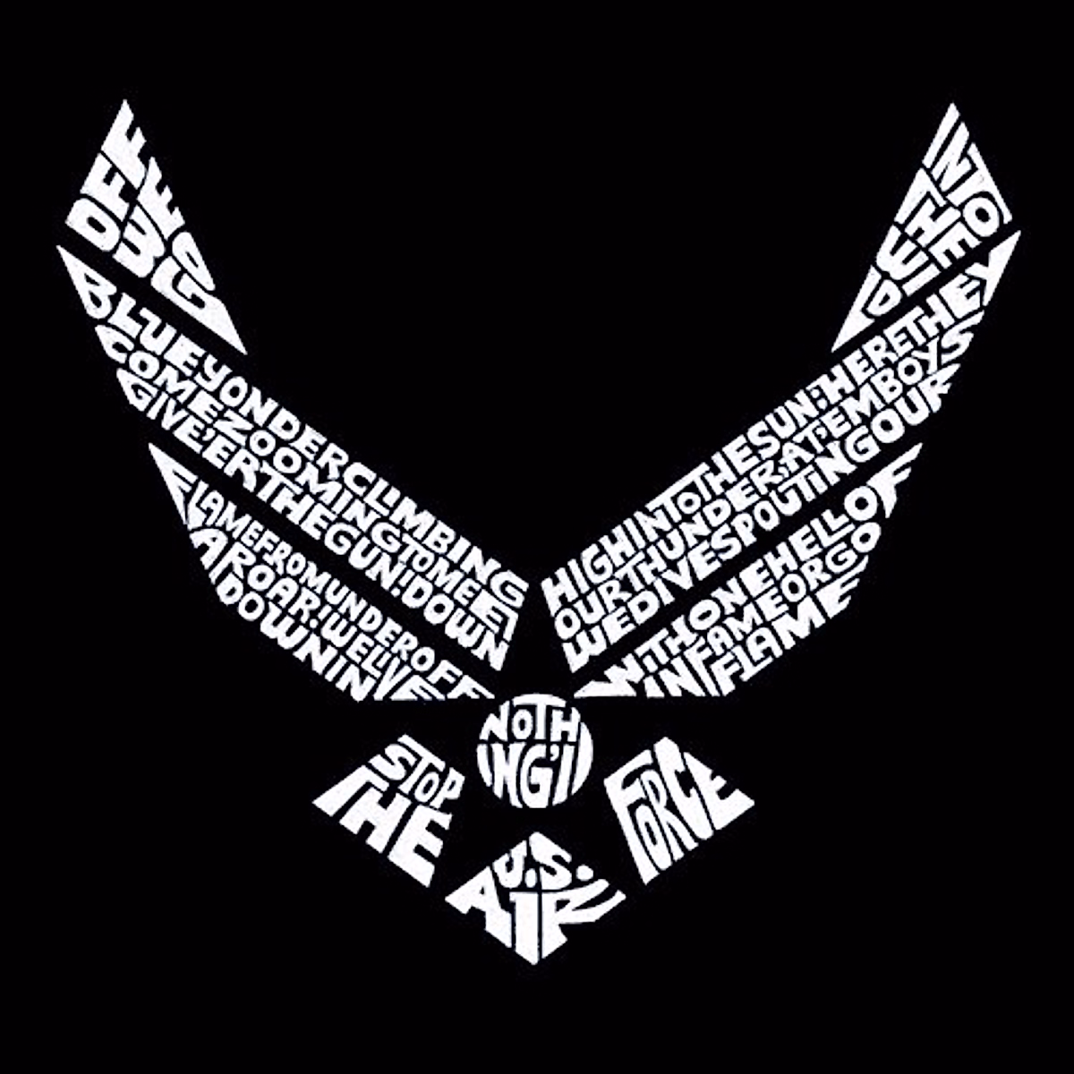 LA POP ART Word Art Large Tote Bag - Lyrics to The Air Force Song Navy Blue