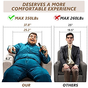 CDCASA Accent Chair, Linen Fabric Oversized Mid Century Modern Chair Set of 1, Comfy Upholstered Armchair Reading Accent Chairs Sofa Chairs for Bedroom Living Room, Light Brown