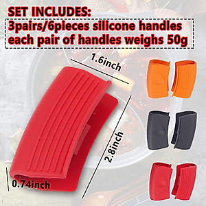 6 PCS Silicone Assist Hot Handle Holder, Pot Holders Cover, Non-Slip Pot Holder Sleeve, Heat Resistant Potholder Cookware Handle for Cast Iron Skillet(Red, Orange, Black)