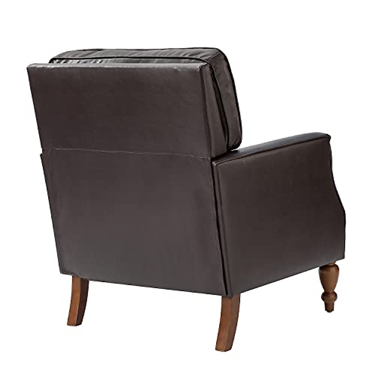 Leather Armchair Accent Chair with Nail Trim and Button Tufted Cozy Sofa Chair with Wood Legs, Tufted Club Chair for Living Room Bedroom Office (Brown)