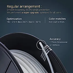 PLA 3D Printing Filament - ALLTIME3D - Pure White 300g (0.66lbs) - 1.75mm Dimensional Accuracy +/- 0.05mm 3D Printer Pen for Professional. World Leader in alltime 3D Filament (Pure White)