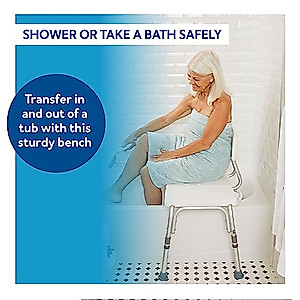 Carex Bathtub Transfer Bench - Shower Bench and Bath Bench with Height Adjustable Legs - Convertible to Right or Left Hand Entry, Shower Chair For Bathtub, Bathtub Chair