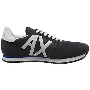 A|X ARMANI EXCHANGE mens Lace Up Logo Sneaker, Navy + Optical White, 13 US
