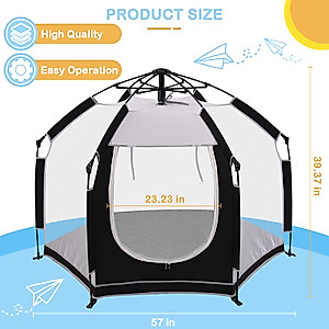 Baby Playpen, Extra Large Playard for Toddlers, 29+ sq. ft Space, Kids' Safety Playard & Activity Center, Large Ball Pit for Indoor & Outdoor, Portable Anti-Fall Playpen for Infants (Black)