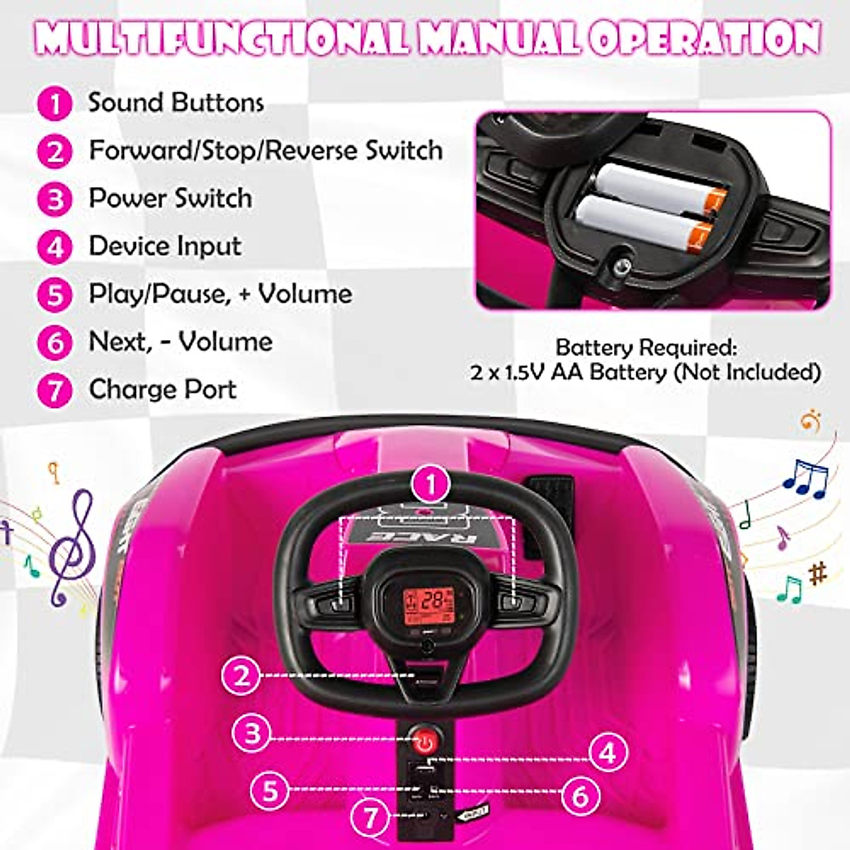 GLACER Electric Go Kart for Kids, 6V Battery Powered Kids Go Kart w/ 2.4G Remote Control, Electric Ride On Car w/Soft Start, Sound and Music Function, Electric Ride On Toy Gift for Boys Girls (Pink)