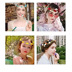 Kaptin 10 Pack Multicolor Flower Crown Headband, Women Girl Fashion Floral Crown Garland Headbands for Festival Celebration Wedding Party, Without anchor strap (10pcs)
