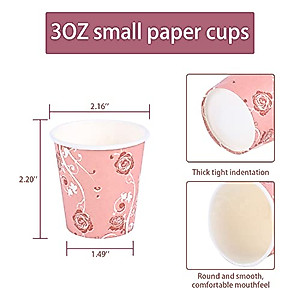 Lamosi 300 Pack 3 oz Rose Paper Cups for Bathroom, Bathroom Cups 3 oz Paper, Mouthwash Cups, Small Drinking Cup(Fruits), Mini Paper Cups for Parties, Picnics, Barbecues, Travel and Events