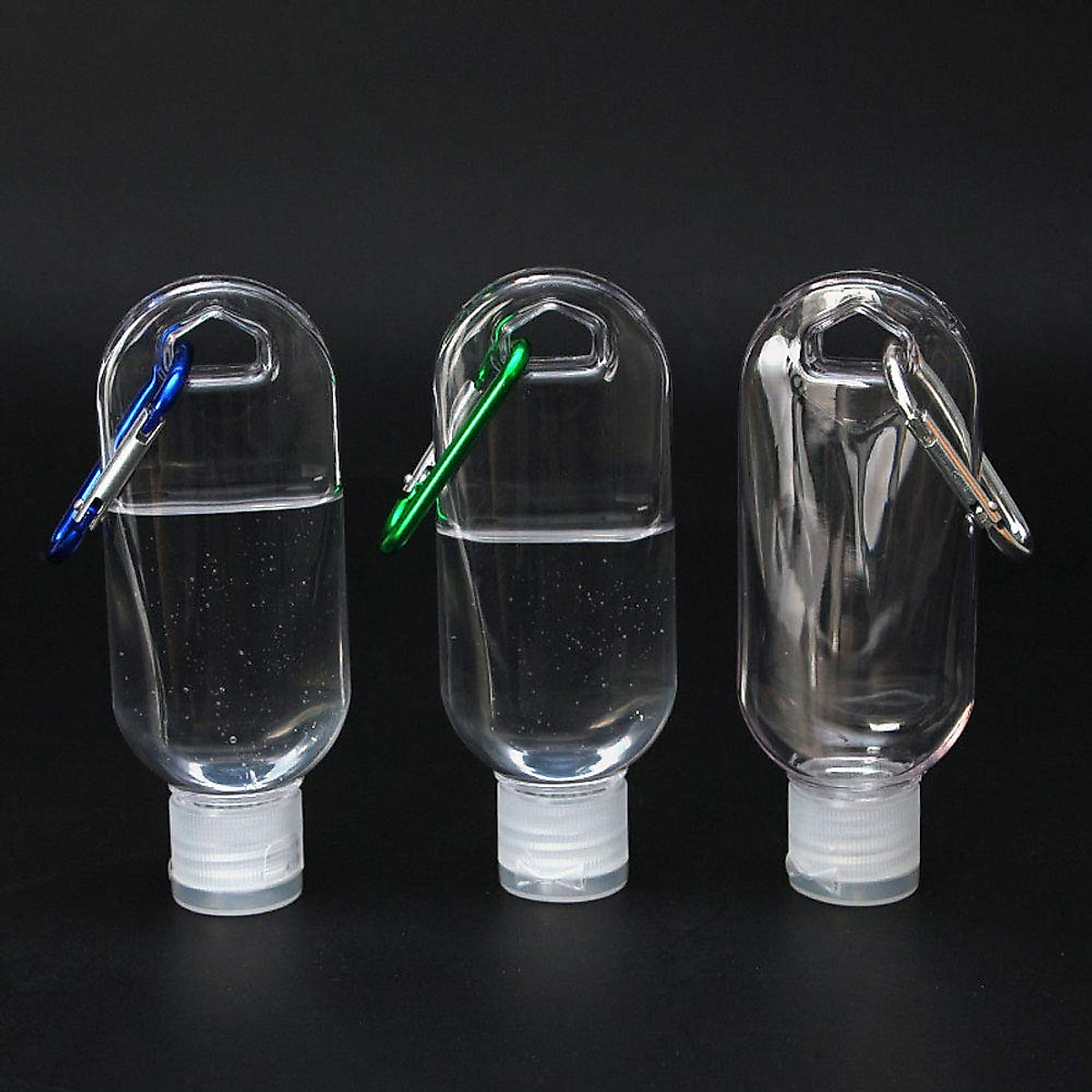 50 Pack Travel Plastic Clear Keychain Bottles,2 oz Leakproof Refillable Empty Bottles Portable Liquid Squeeze Container Flip Cap (50PC)