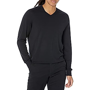 Amazon Aware Men's Regular-Fit Merino Wool V-Neck Sweater (Available in Tall), Black, X-Large