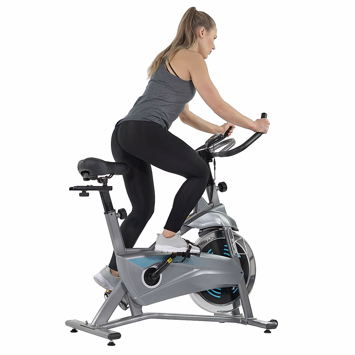 EFITMENT Indoor Cycling Bike, Magnetic Resistance Belt Drive Exercise Stationary Cycle w/ Digital Monitor, Pulse Grips, Ipad/Tablet Holder, Chromed Flywheel