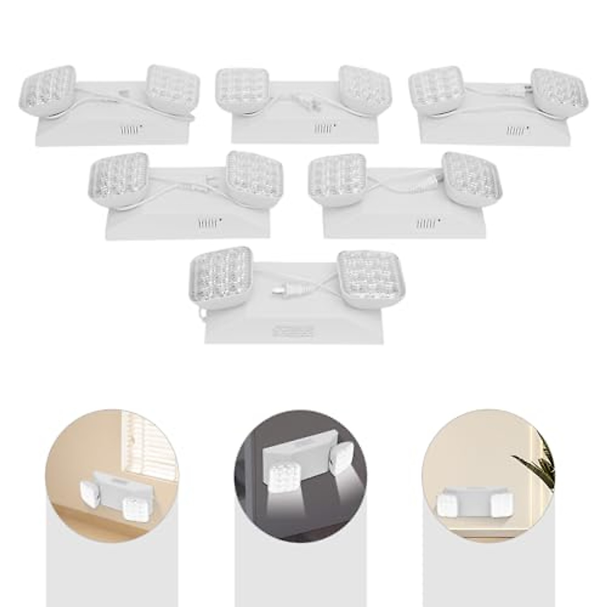 sertheha 6PCS LED Emergency Lights, Two Head Adjustable Emergency Lighting Fixtures with Battery Backup,Commercial Emergency Exit Light Safety Lamp Emergency Exit Sign Wall Mount