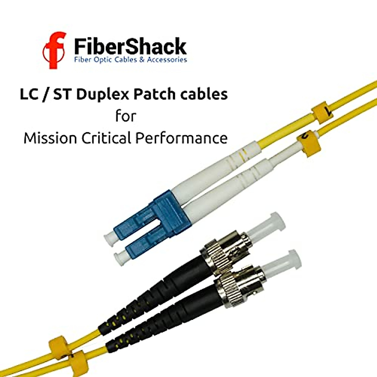 FiberShack - Duplex Fiber Optic Patch Cables - Single Mode - LC, ST, SC. 1M & 3M. (3M, LC to ST)