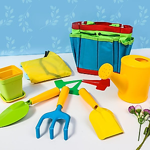 Meland Kids Gardening Tools - Toddler Garden Tools Set - Shovel, Rake, Trowel, Watering Can, Gardening Gloves - Garden Toys Gift for Preschool Boys & Girls