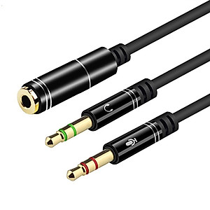 navor Headset Splitter Cable, 3.5mm Female to Headphone Mic and Audio, Y Splitter Adapter Cable for Laptop Computer -Black