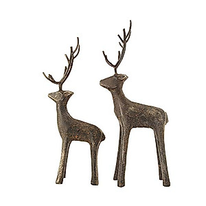 Creative Co-Op Cast Iron Standing Deer Figures and Figurines, 11.75", Black