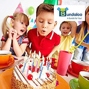 Bundaloo Birthday Candles 72 Pack - Cake Decorations - Colors: Pink, White, Blue, Yellow