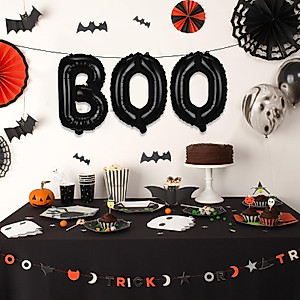 Halloween BOO Foil Balloons, Black Boo Balloon Banner Set for Halloween Party, 16 Inch Boo Mylar Foil Letters Balloons Bunting Kit for Horror Spooky Theme Halloween Night Party Decorations Supplies