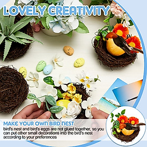 6 Pcs Faux Bird Nest with Eggs Artificial Small Rattan Nest Decoration Handmade Decorative Miniature Birds Nests for Crafts, Party, Patio Decoration, Home Garden Decor