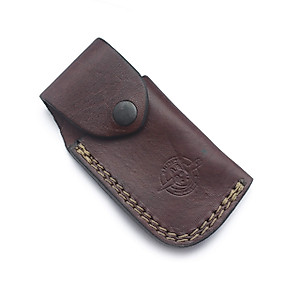 WolfKlinge Handmade Damascus Folding Pocket Bowie Knife For EDC,Hunting,Survival,Camping,Fishing Skinning and Bushcraft with Full Tang Micarta Handel and Cowhide-Leather Sheath For Men and Women - DCF21-25