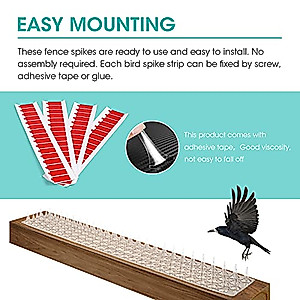Touri 24 Pack 33ft Outdoor Transparent Clear PVC Bird Defender Spikes Strips for Indoor Outdoor use Keep Pigeon, Squirrel Off