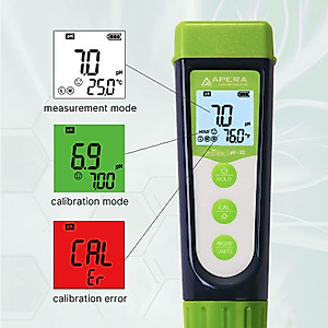 Apera Instruments GroStar Series GS1-P pH/ORP Pen Tester Kit with Replaceable Double-Junction pH Probe and ORP Probe for Hydroponics Water Quality Testing, Gen II