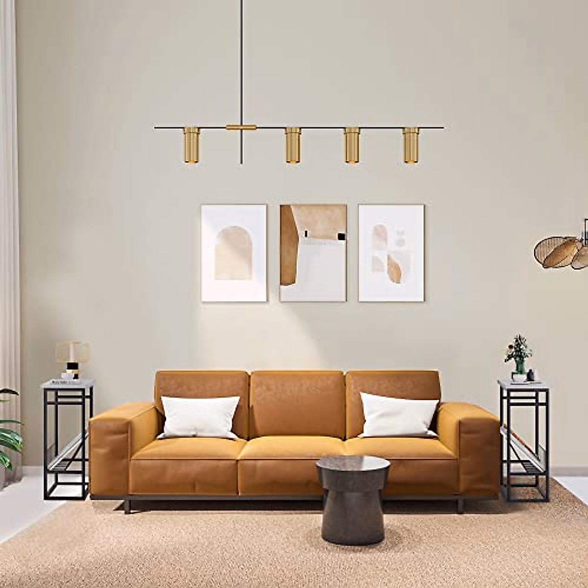 Unglehome End Table, Narrow Nightstand, Skinny Bedside Tables, Small Side Table for Small Spaces with Magazine Holder Rustic Slim Little Thin Table for Living Room, Bedroom, Sofa-Light Grey