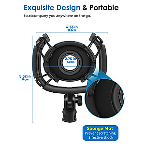 Etour [Newest &Ultra-Durable] atr2500x Microphone Shock Mount with Pop Filter [Custom Built for atr2500x] Anti-Vibration Suspension Shock Mount Holder Clip for Audio Technica atr2500x Mic