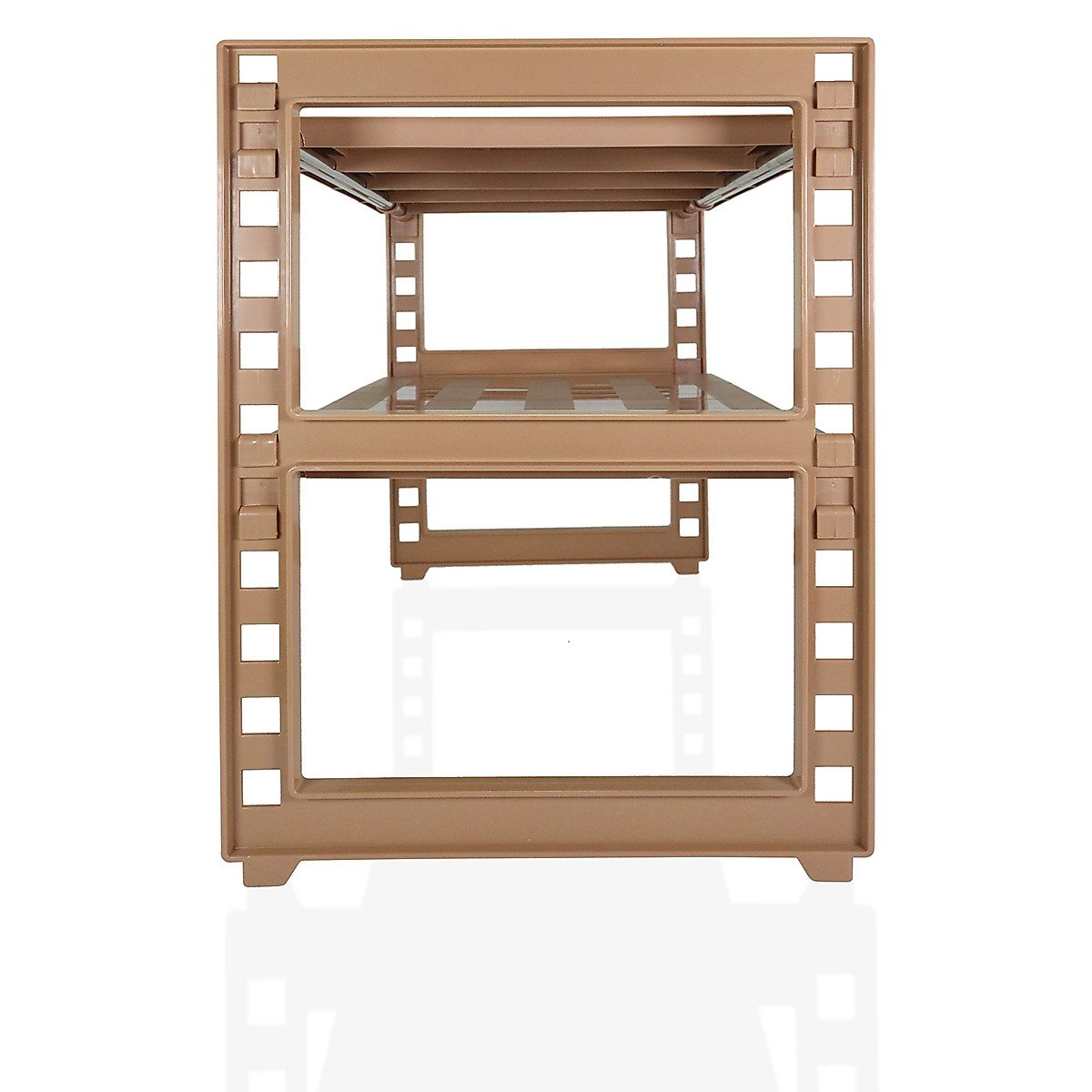 Katai - 2 Tier Under Sink Adjustable Shelf Organizer Rack in Coffee - Expandable from 15 inch to 26 inch (40cm - 70cm) with 10 Removable Shelves - Complete with Waterproof Anti-Slip Mat