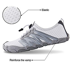 SEEKWAY Water Shoes Sports Quick-Dry Barefoot Aqua Beach Pool Lake Swim Boating Hiking Surfing Men Women 407-White SP001