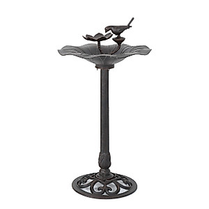 Christopher Knight Home Lancaster Outdoor Aluminum Top Bird Bath with Iron Base, Bronze