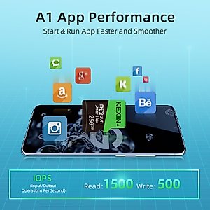 KEXIN Micro SD Card 256GB MicroSDHC UHS-I Flash Memory Card 256 GB Class 10 High Speed, C10, U3, V30, 4K UHD, A1, SD Adapter Include