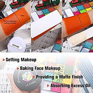 UCANBE Athena Face Body Paint Oil Palette + Translucent Setting Powder + 10PCS Brushes Set, Professional Non Toxic Face Painting Pallet Kit for Halloween SFX Cosplay Clown Makeup for Women Adults