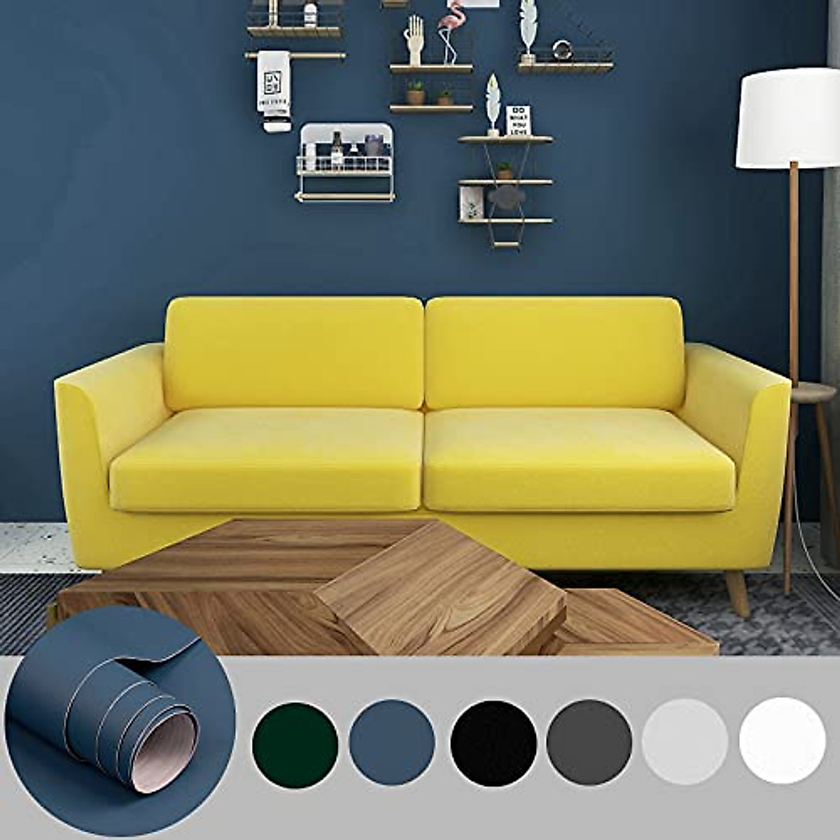 Oxdigi Dark Blue Contact Paper Peel and Stick Wallpaper for Shelf Liner Cabinet Table Drawer Door Reform Decorative Thick Self Adhesive Removable Vinyl Film 24 x 196 Inches