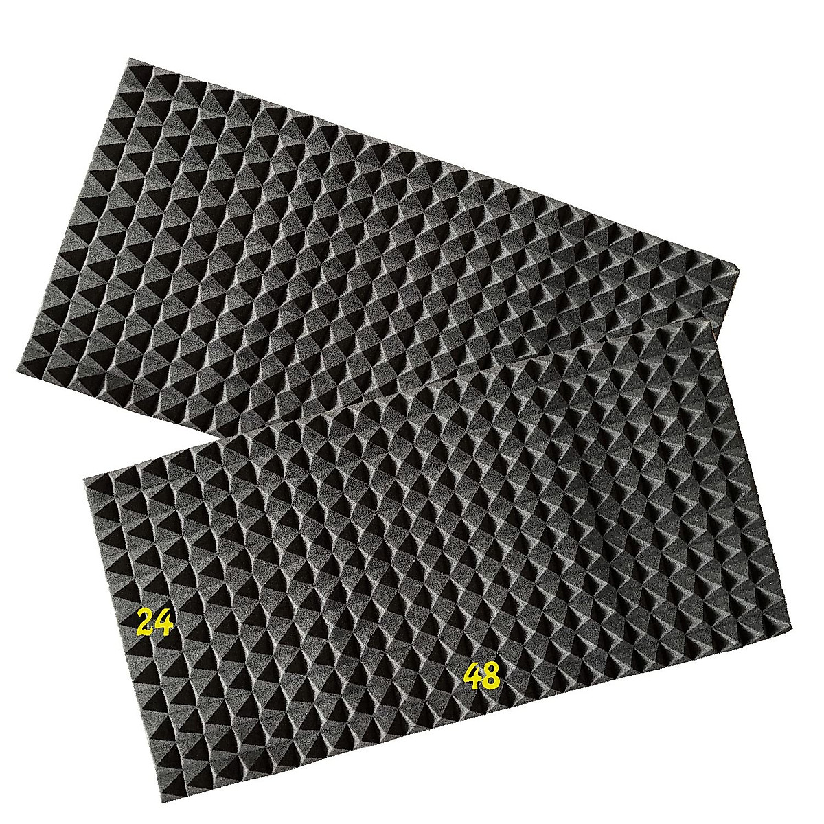 8 Pack Acoustic Foam Panels，Musical instrument room cinema KTV acoustics Panel black PYRAMID large size sound absorbing foam board 2" × 24” × 48”
