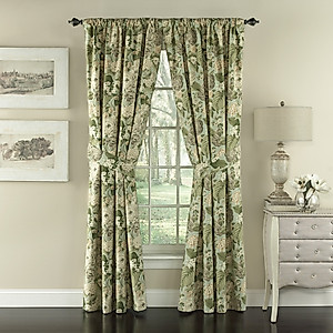 Waverly - 14916100X084MST Garden Glory-Rod Pocket Curtains for Living Room, Double Panel, 84x100, Mist