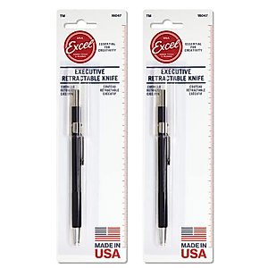 Excel Blades Retractable Pen Knife - Made in the USA, Pen Knife with Pocket Clip- Light Duty Scrapbook Knife & Precision Craft Knife  - 2 Pack