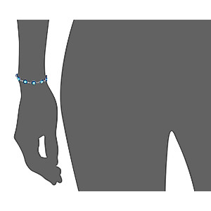 Edforce Stainless Steel Women's Charm Bracelet Green | Gold Enamel Evil Eye Protection Link Chain Adjustable, 8" (Aqua, Silver-and-Stainless-Steel)