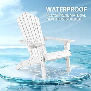 Cecarol Adirondack Chairs Set of 2, Outdoor Fire Pit Chair with Cup Holder, Adirondack Patio Chair Weather Resistant for Outside, Porch, Lawn, Garden- AC01S, White