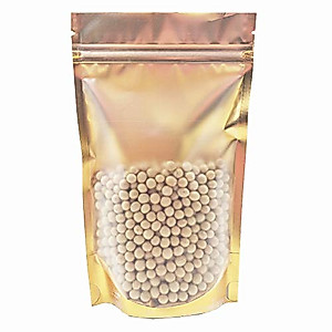 FERENLI 50 Pieces Aluminum Foil Mylar for Zip Bags Lock Plastic Heat Sealable Stand Up Food Storage Bag Coffee Beans Candy Zipper Lock Packing Pouch for Sample Reusable 6.3x9.4 inch