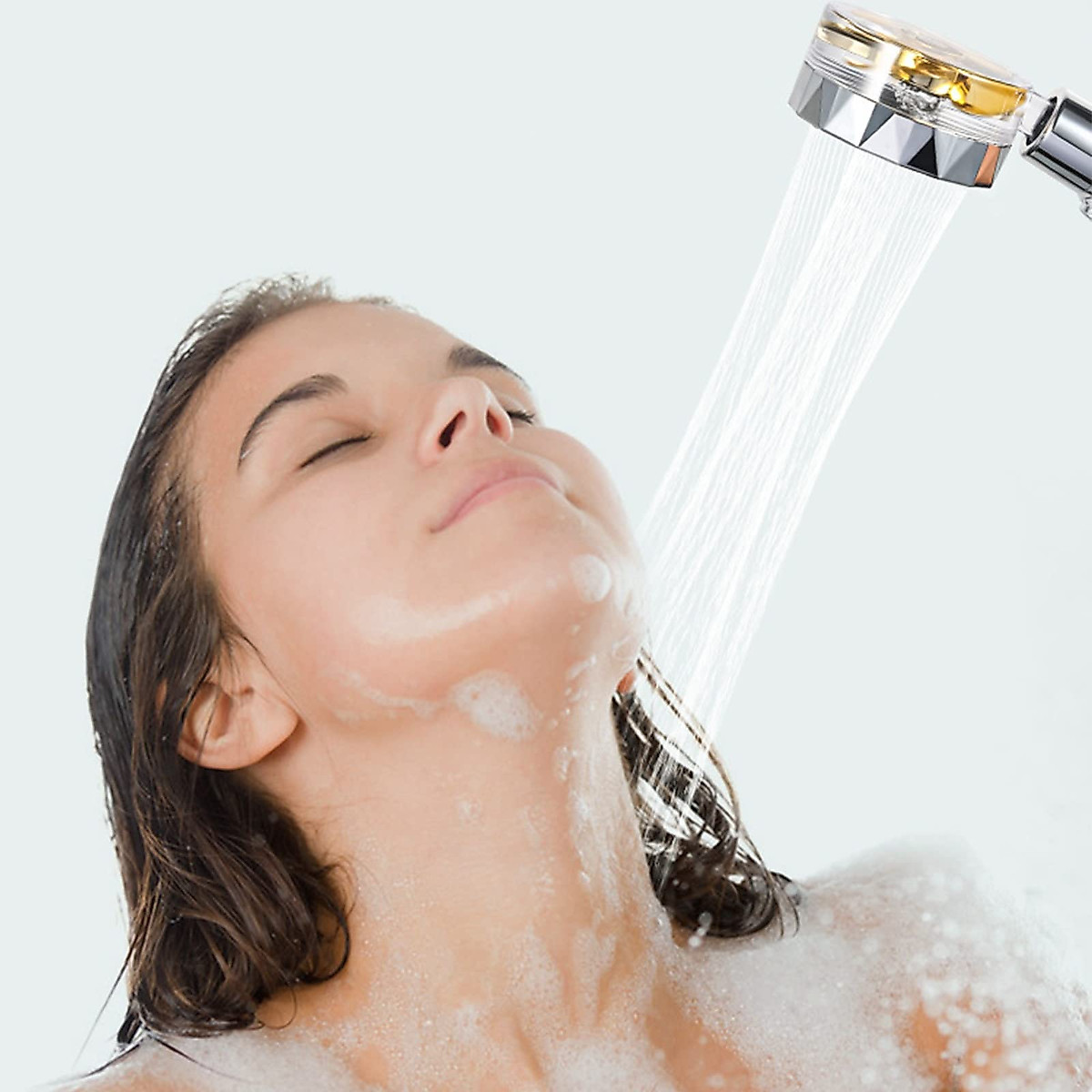 High Pressure Shower Heads 3 Pieces Handheld Turbo Fan Shower Head With Filters Stainless Hose 360 Degrees Rotating Shower Head Jet Shower Head Kit Turbocharged Pressure Propeller Driven Showerhead Ea