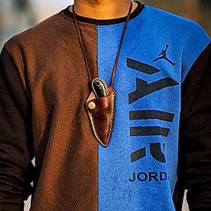 TH knives Handmade1095 High Carbon Steel Neck knife, Vintage Fixed Blade Hunting knife, Full Tang Blade Pocket knife with Black Resin Handle, Utility knife, Leather sheath Included (1095 Steel Black Resin)